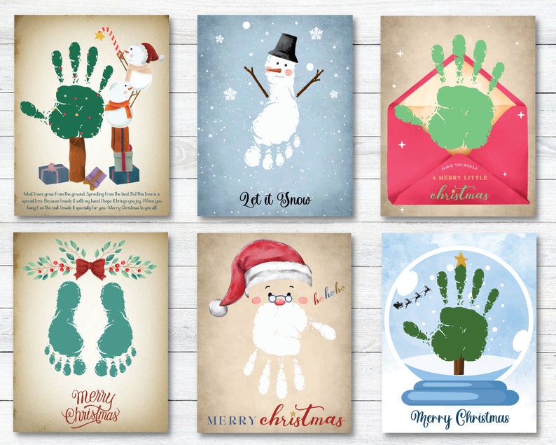 Set of 6 Christmas Handprint Art Bundle DIY Kids Craft - Etsy
