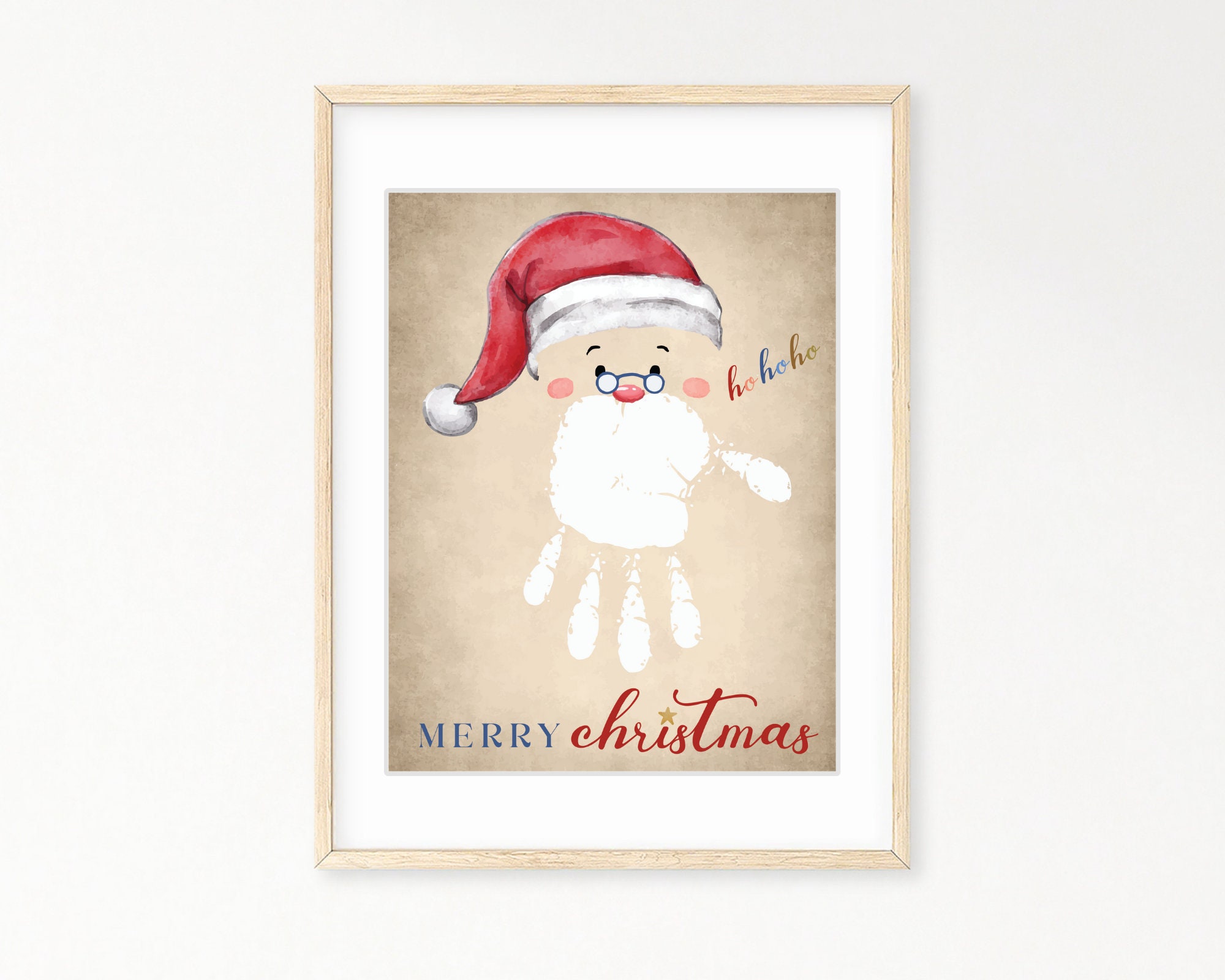 Merry Christmas Handprint Art, Santa Claus DIY Kid Craft, Vintage ...