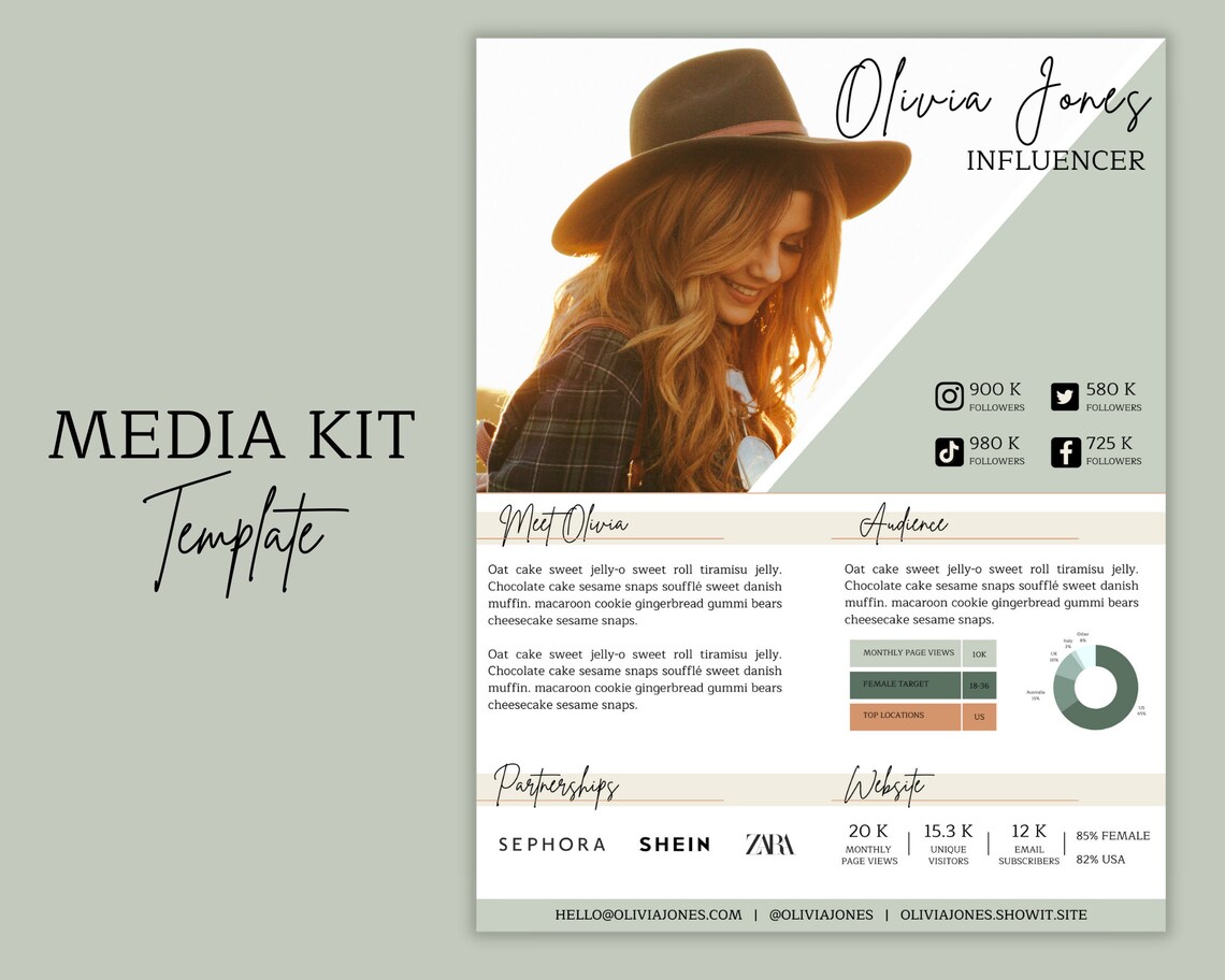 Instagram Influencer Media Kit Template Editable in Canva - Etsy
