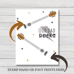 Our Dad Rocks Guitar Handprint Art Craft, Gift for Dad, DIY Kids Craft ...
