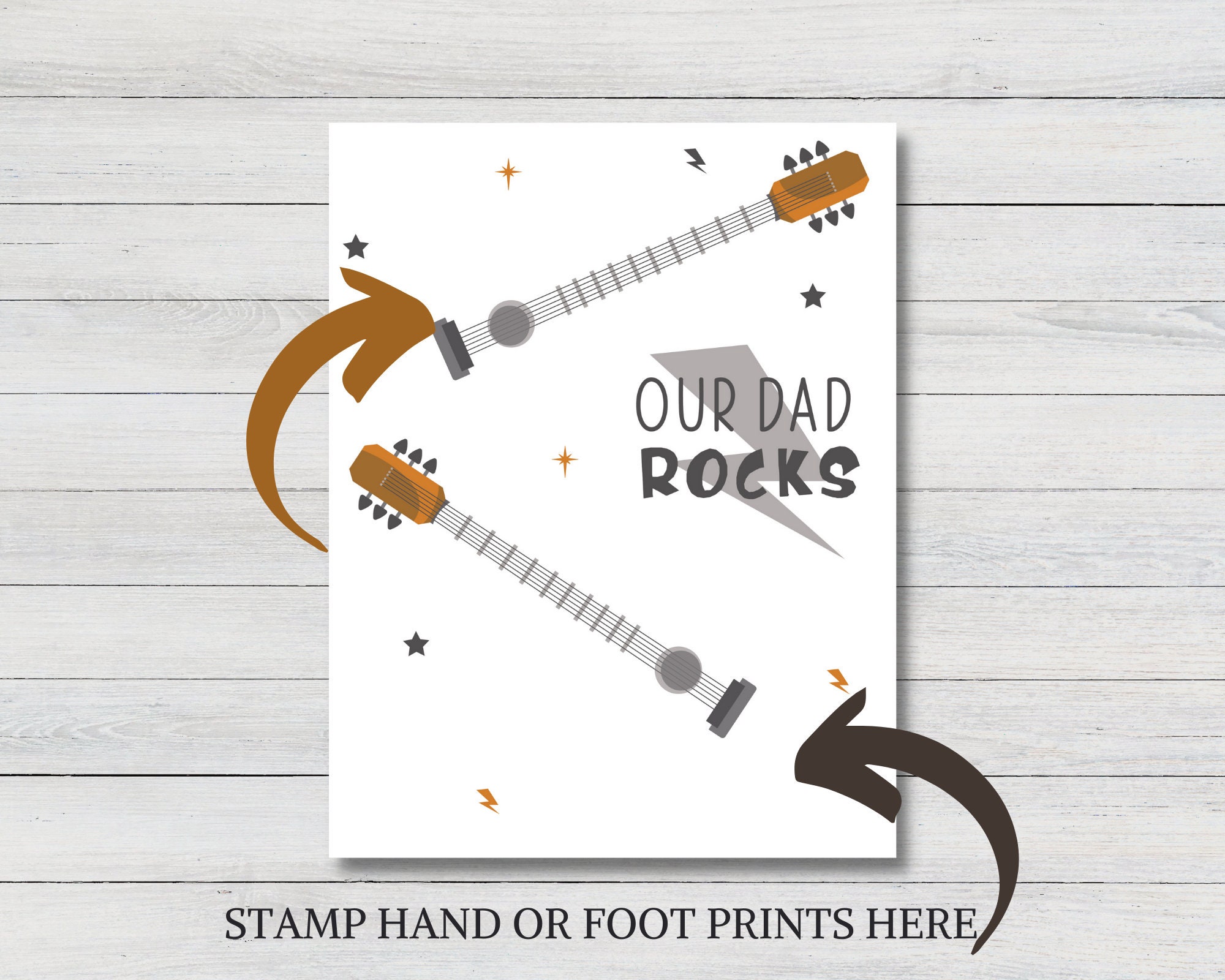 Our Dad Rocks Guitar Handprint Art Craft Gift for Dad DIY - Etsy