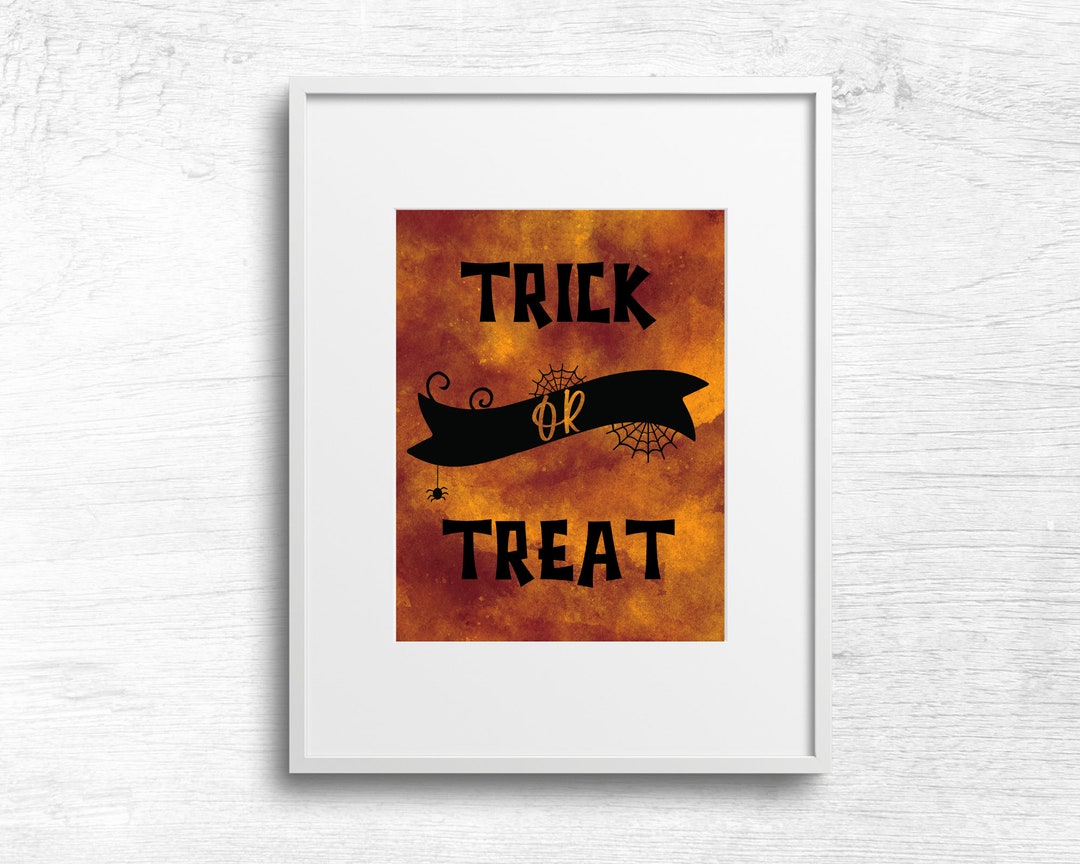 Trick or Treat Halloween Printable Poster, Halloween Art Print ...