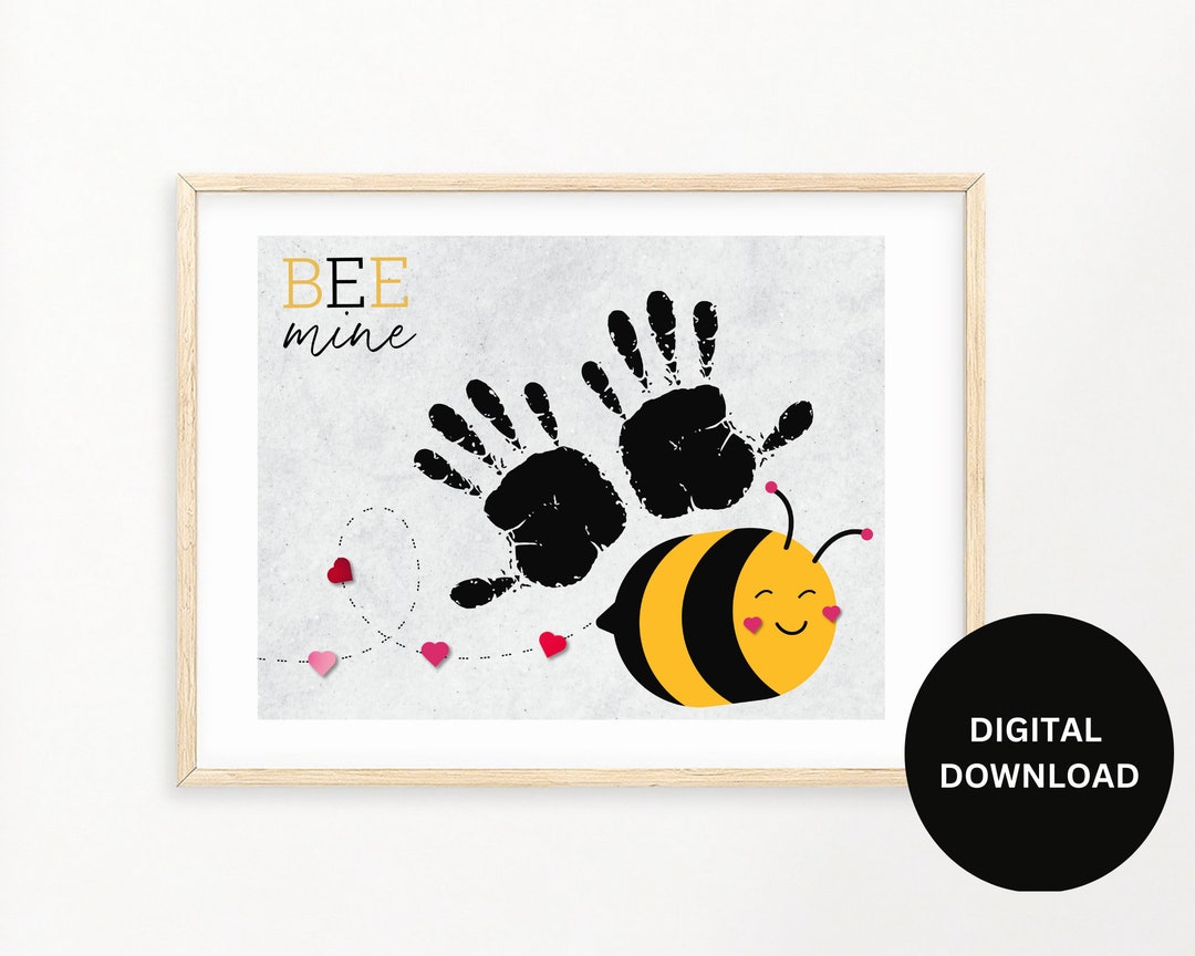 Bee Mine Valentine's Day Handprint Art, DIY Kids Craft, Handprint ...