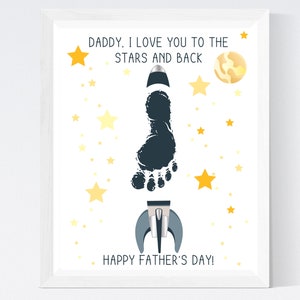 Gift for Dad, Handprint Art, DIY Kids Craft, Space Footprint Craft ...