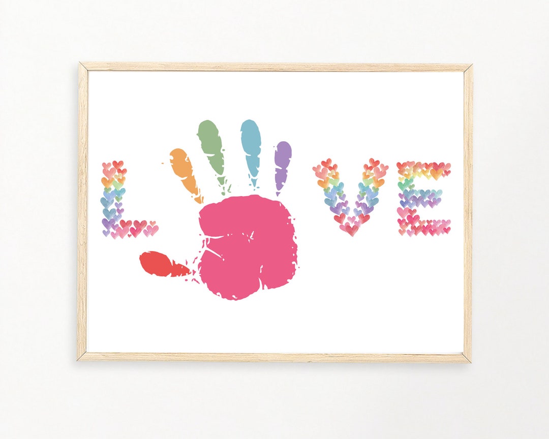 Love Hearts Handprint Art, Baby Toddler Kids Art Crafts, Love Keepsake ...