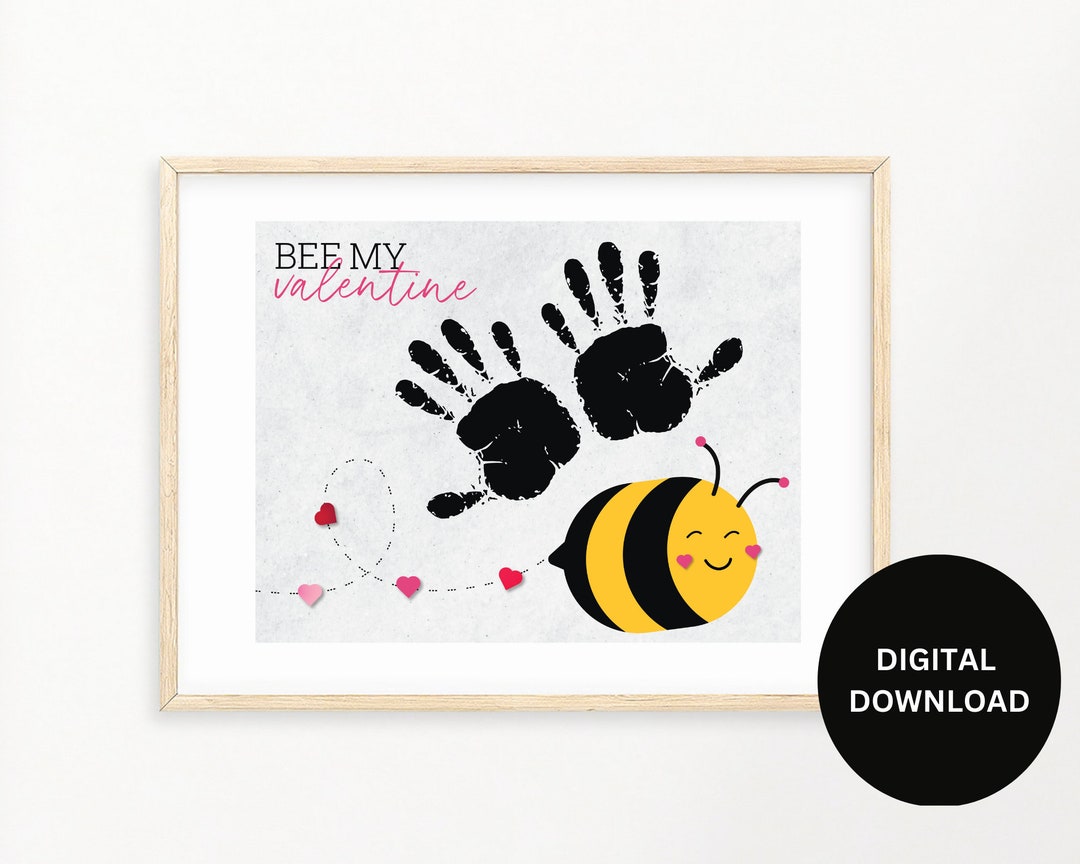 Bee My Valentine Handprint Art, Baby Toddler Kids Handprint Art ...