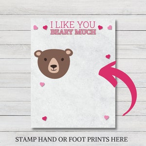 I Like You Beary Much Card Kids Handprint Art Print, Baby Toddler Kids ...