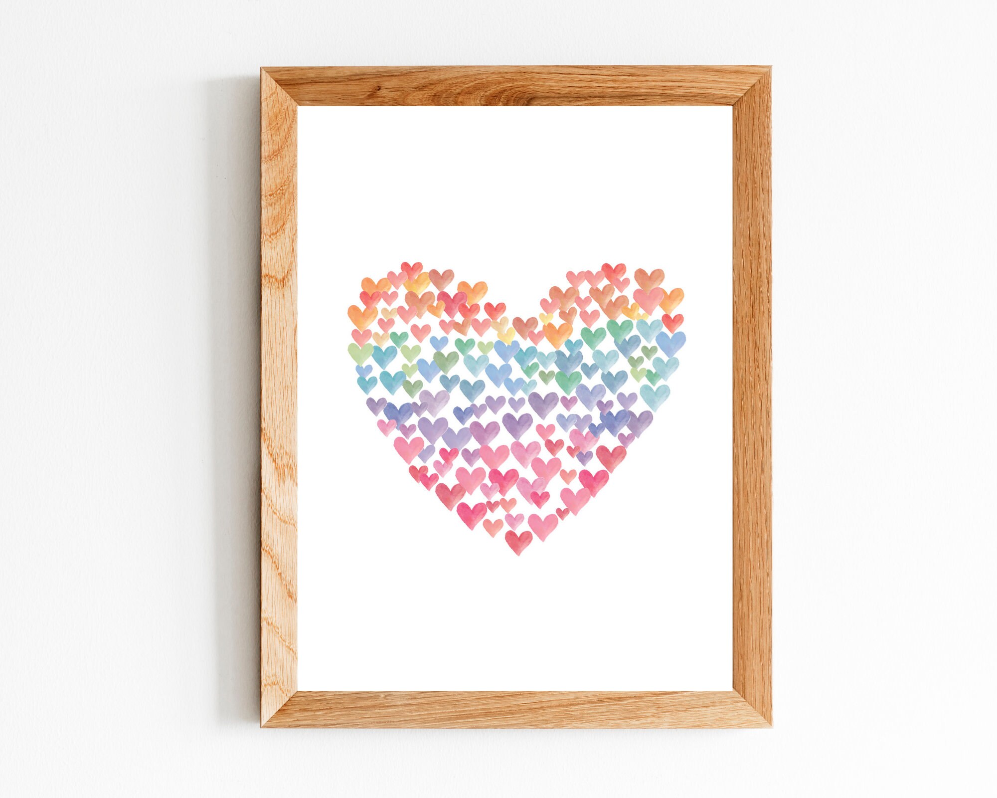 Watercolor Heart Wall Art Rainbow Hearts Background Art - Etsy