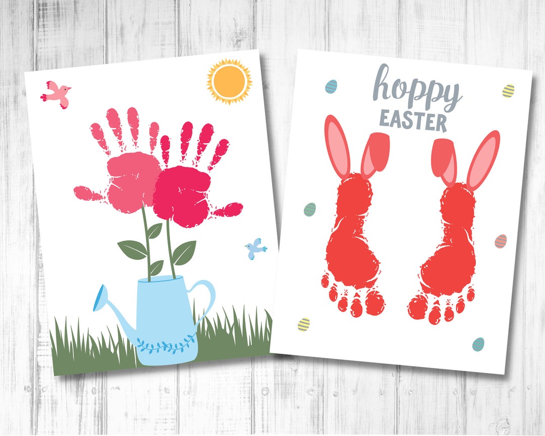Set of 2 Easter Bundle Handprints Footprints, Spring Baby Toddler Art ...
