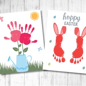 Set of 2 Easter Bundle Handprints Footprints, Spring Baby Toddler Art ...