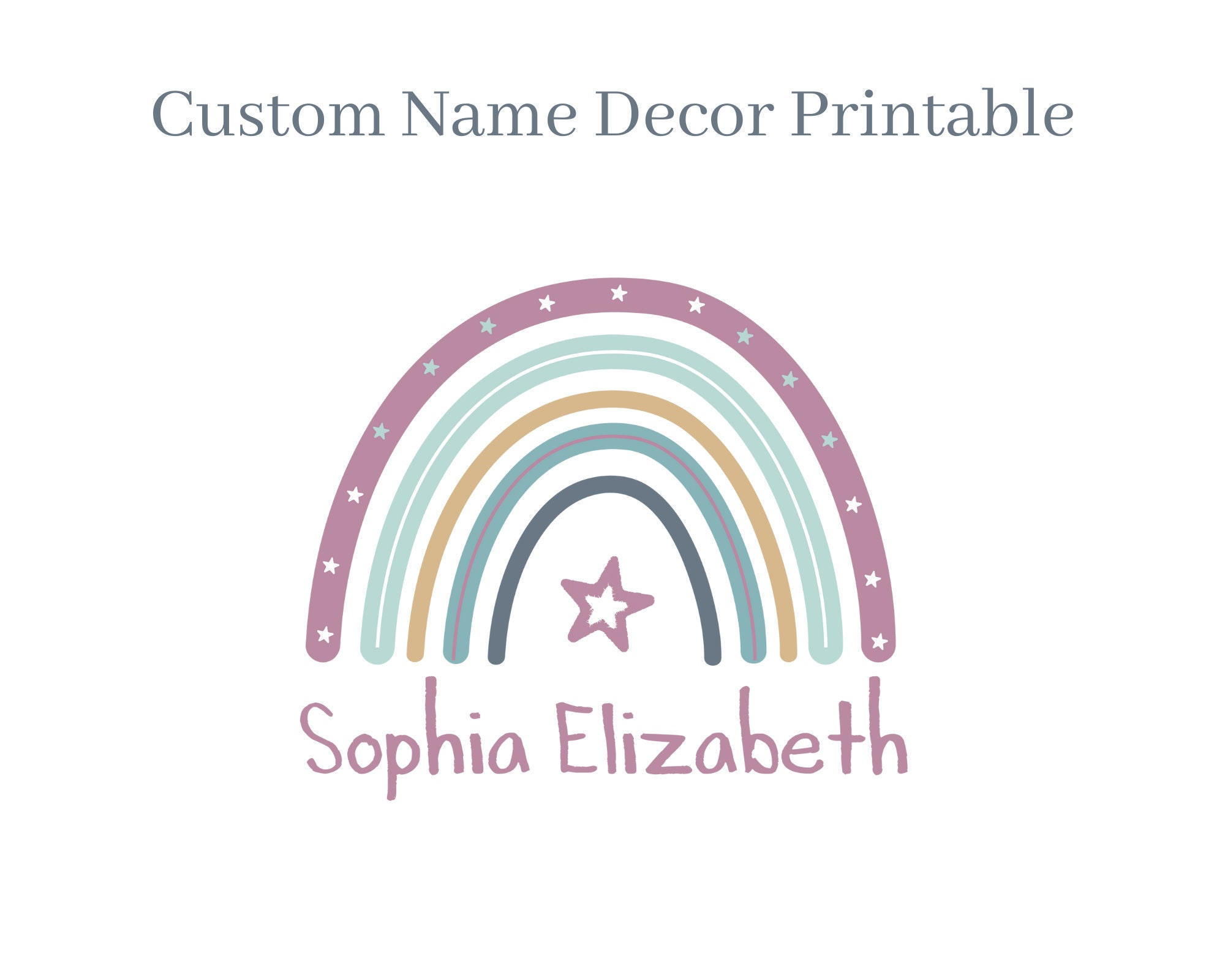 Star Name Printable Rainbow Design | Custom Name Decor | Personalize ...