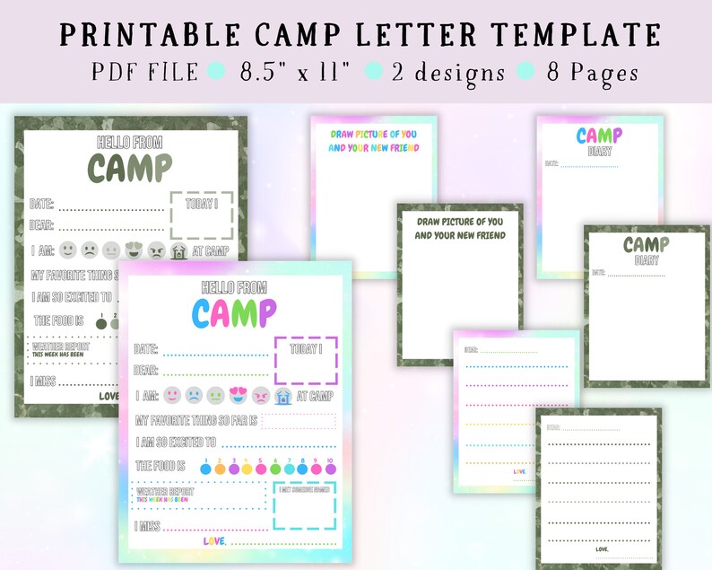 Letter From Camp Printable Template Summer Camp Stationery - Etsy