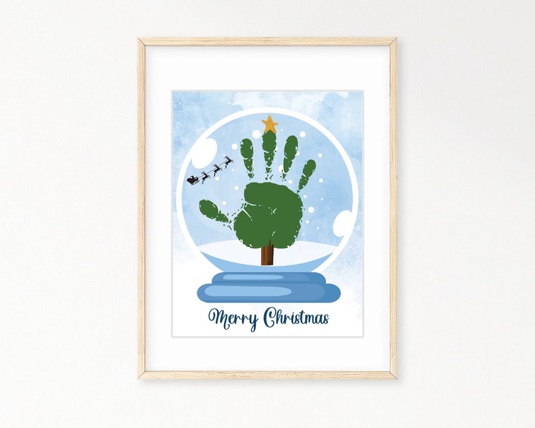 Merry Christmas Handprint Art, DIY Kids Craft, Watercolor Christmas ...