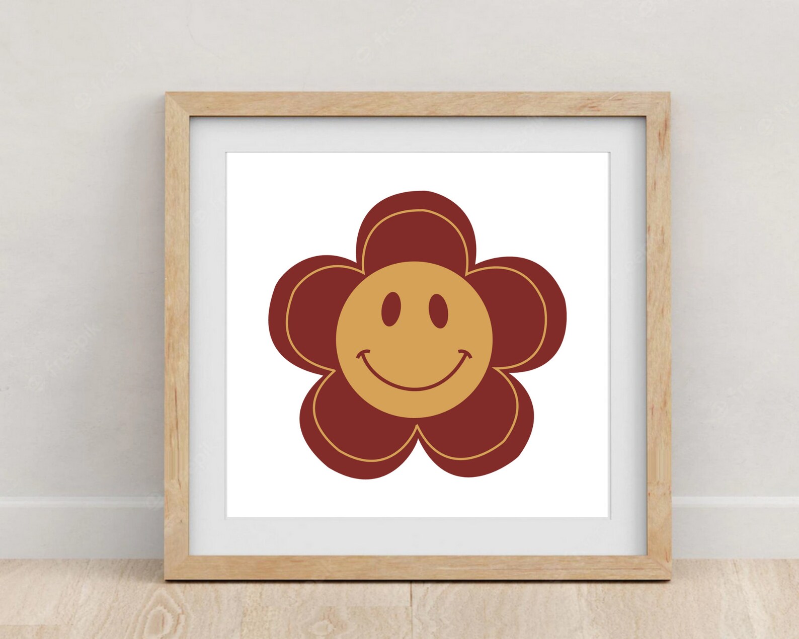 Retro Smiley Face Flowers Art Print Nursery Decor Vintage - Etsy