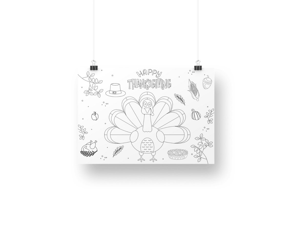 Thanksgiving Coloring Page Printable, Turkey Coloring Activity ...