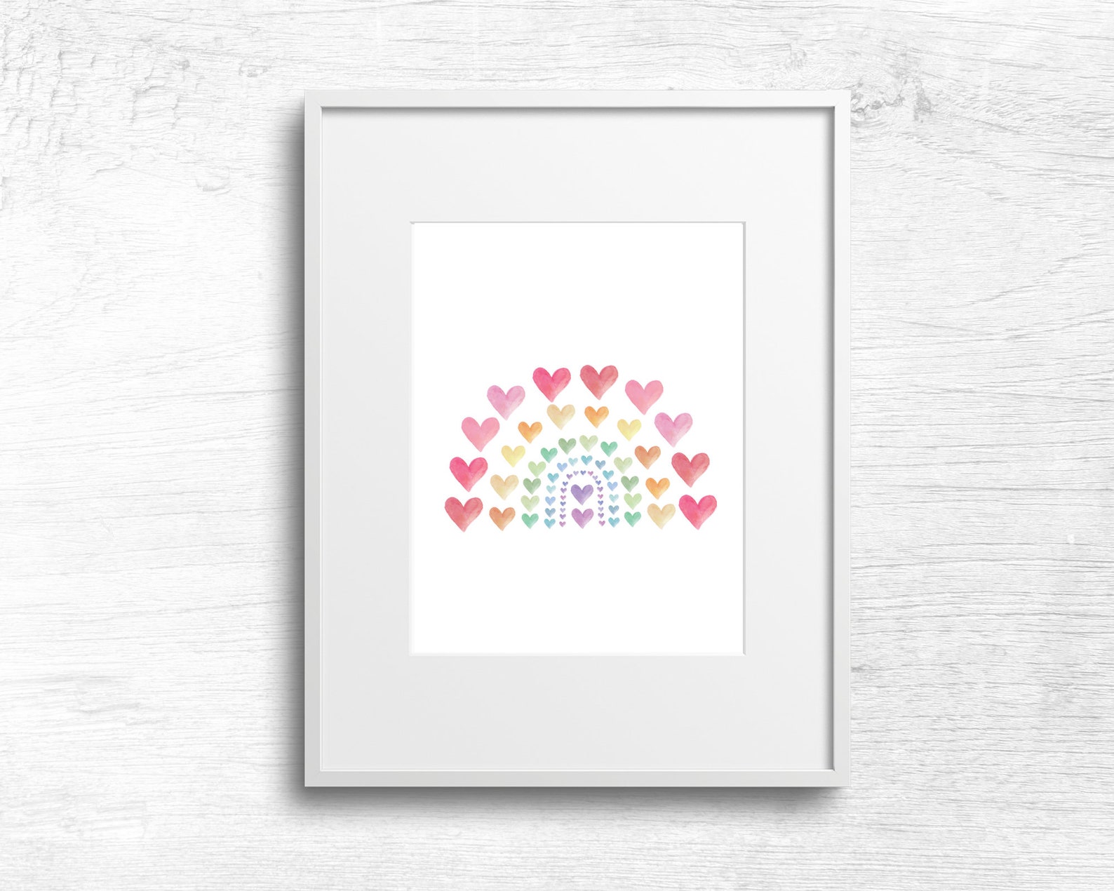 Set of 5 Water Color Rainbow Heart Art Print Bundle Rainbow - Etsy