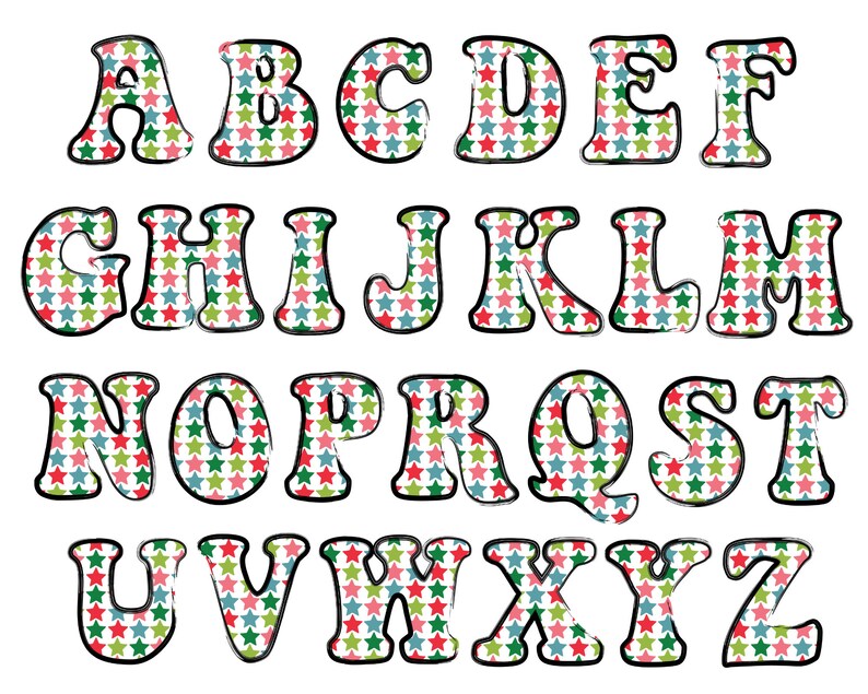 Christmas Stars PNG Letters Pack Holidays Printable PNG - Etsy