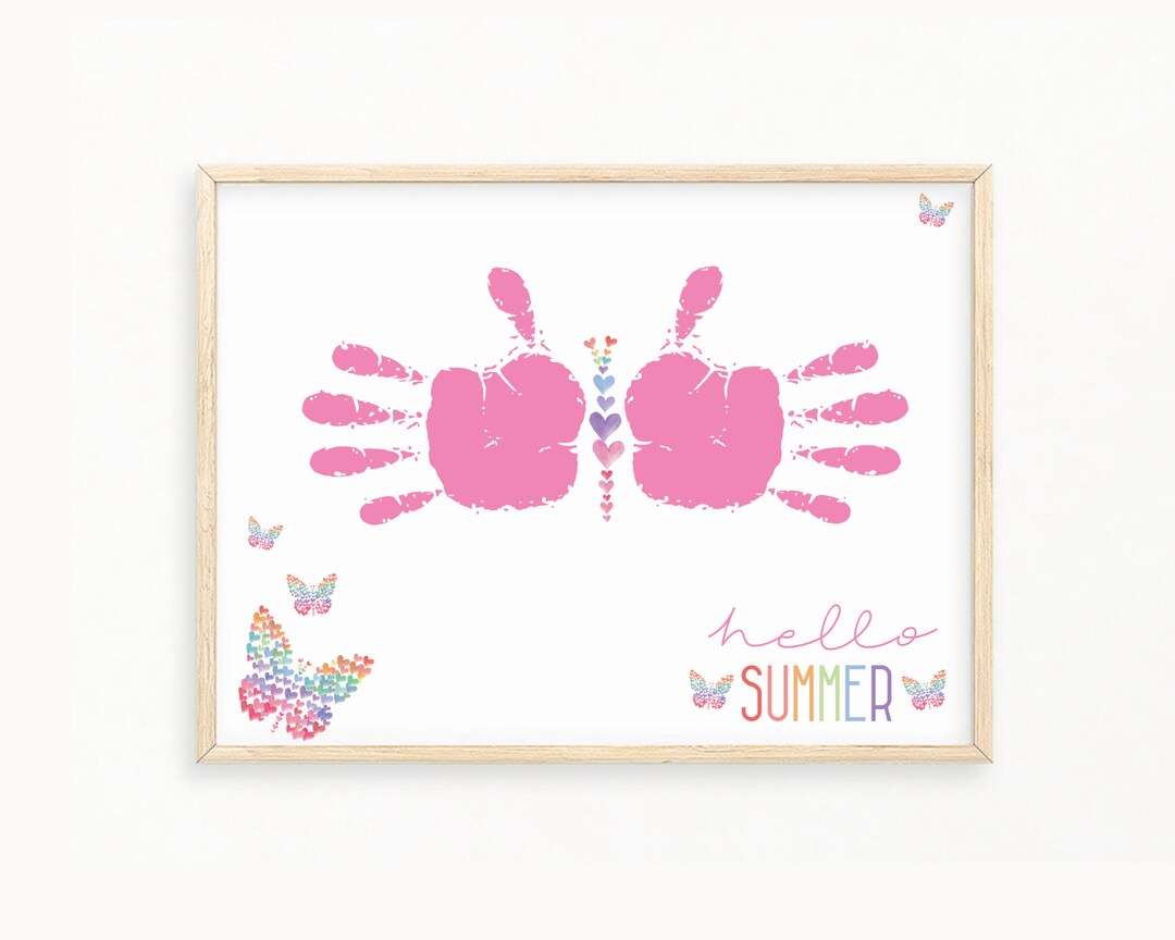 Watercolor Hearts Butterfly Handprint Art Activity Craft, Baby Toddler ...