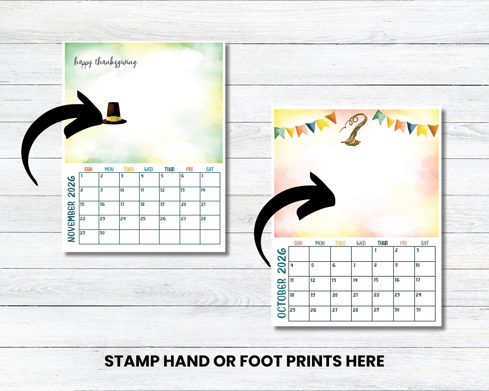 2026 12 Month Handprint Calendar, DIY Kid Toddler Baby Craft, Calendar ...