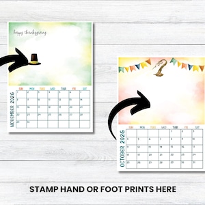 2026 12 Month Handprint Calendar, DIY Kid Toddler Baby Craft, Calendar ...