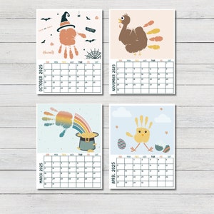 2025 12 Month Handprint Calendar, DIY Kids Toddler Baby Craft, Calendar ...