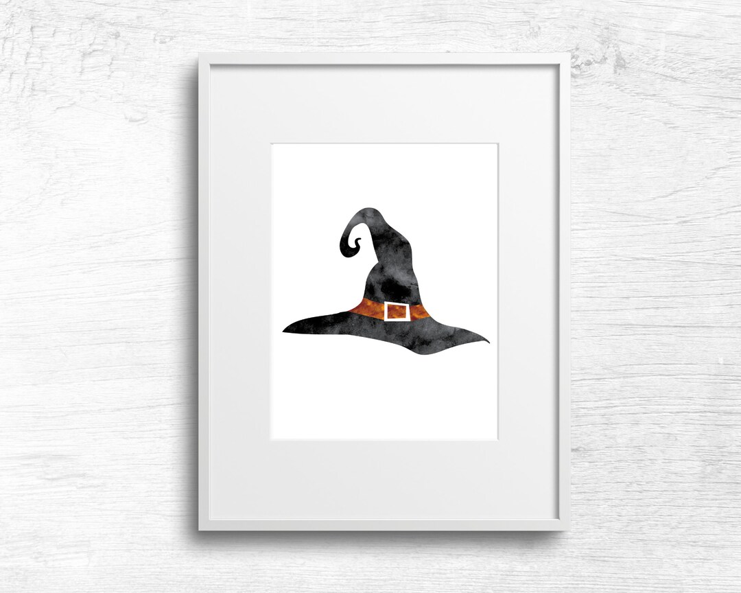 Watercolor Witch Hat Halloween Printable Poster, Halloween Art Print ...