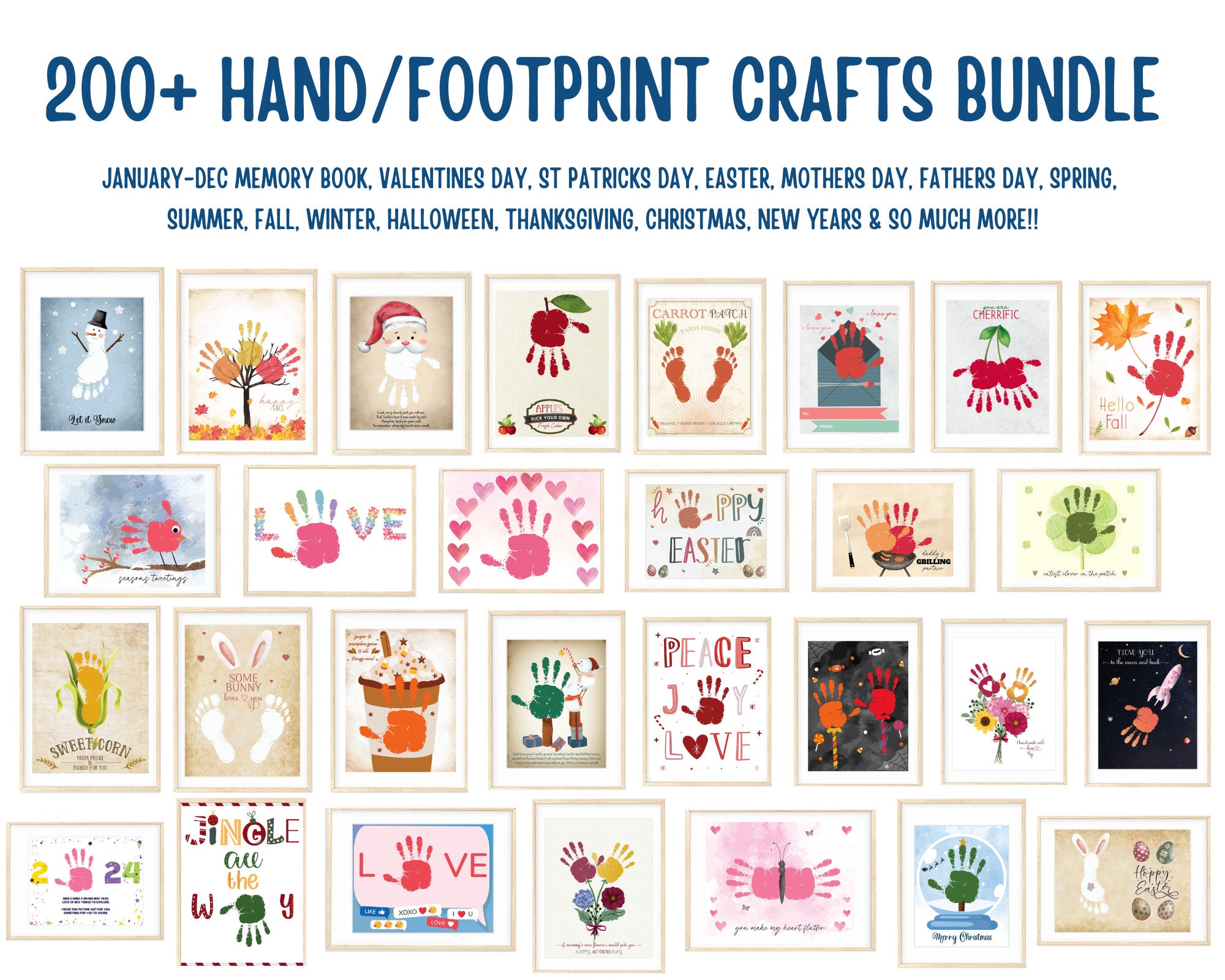 200+ Handprint Footprint Bundle, Baby Toddler Kids Art, Holiday ...