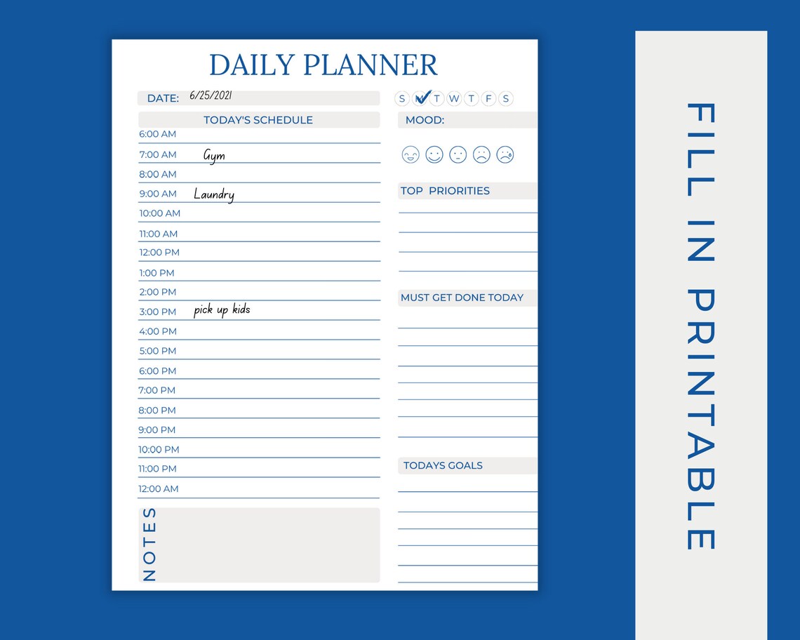 PDF Printable Daily Planner | Schedule Planner | Instant Download PDF ...