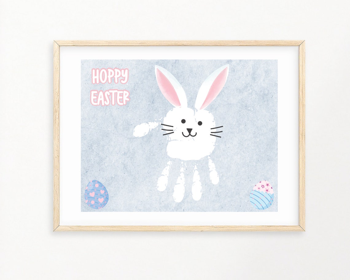 Hoppy Easter Handprint Printable Card, Hoppy Easter Crafts for Kids ...