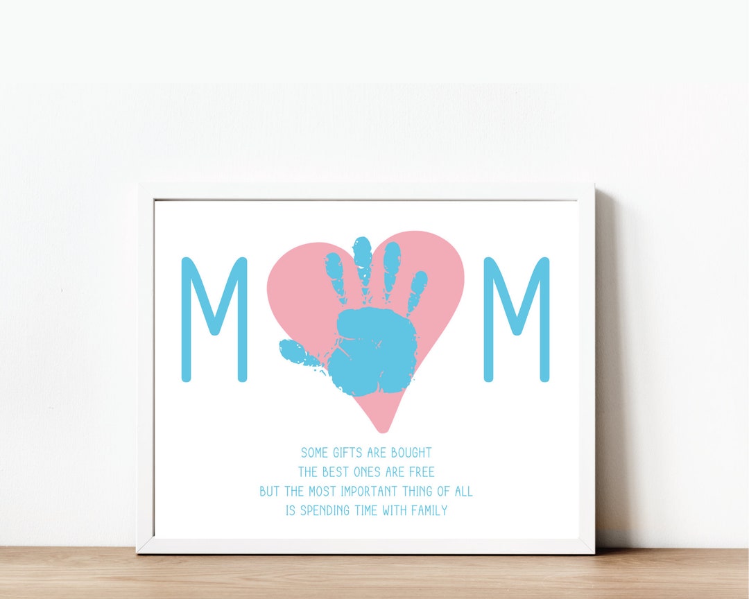 Mom Heart Love Handprint Footprints Craft Activity, Keepsake Memory ...