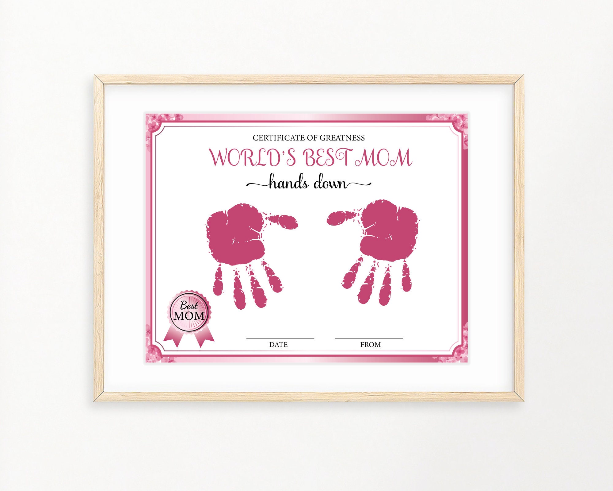 World's Best Mom Hands Down Certificate Mother's Day Handprint Craft ...