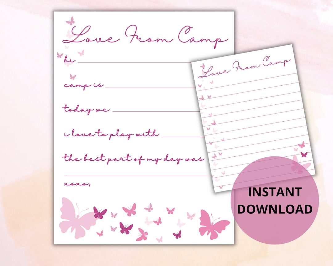 Letter From Camp | Butterfly Design | Fill in Blank Camp Letters ...