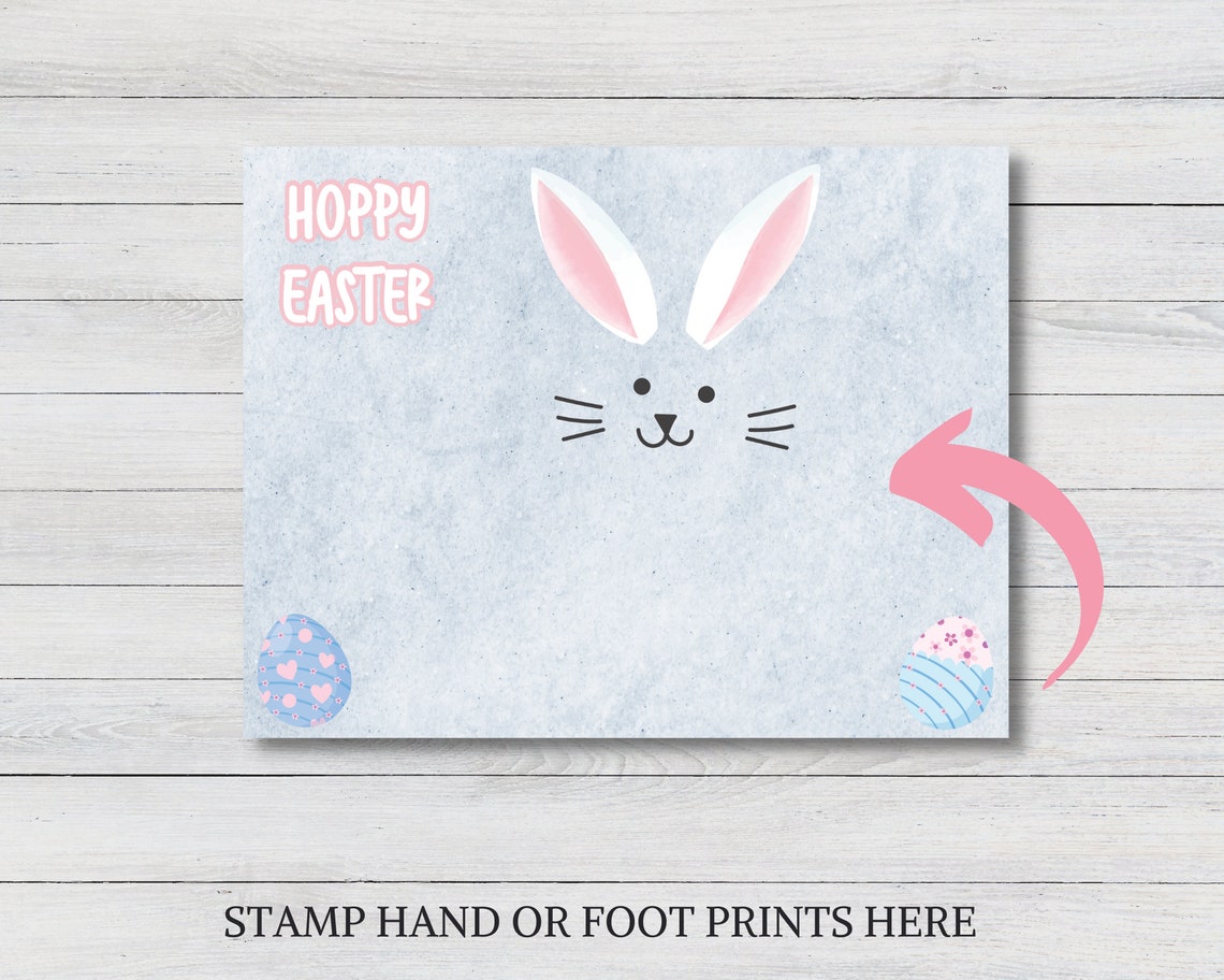 Hoppy Easter Handprint Printable Card Hoppy Easter Crafts for - Etsy