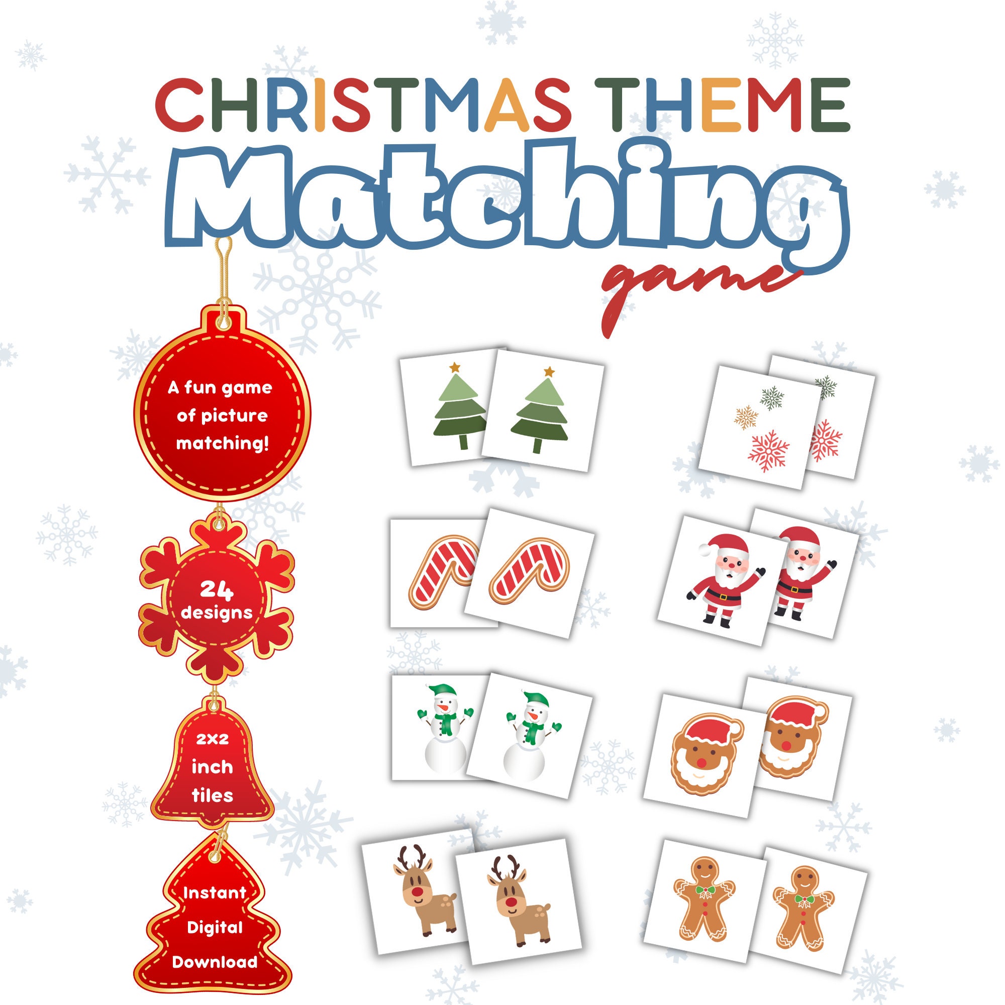 Christmas Theme Matching Game for Family & Friends (Download Now) - Etsy