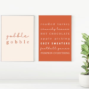 Set of 2 Thanksgiving Artwork | Autumn Wall Art | Fall Aesthetic ...