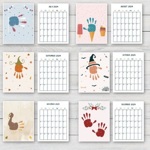2024 12 Month Handprint Calendar, Preschool Toddler Keeepsake Craft ...