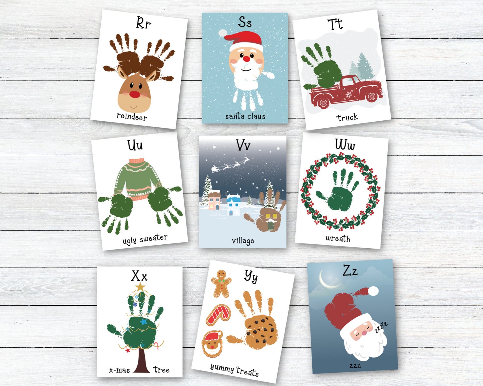 Christmas Handprints Kids Crafts Footprints Printables DIY - Etsy