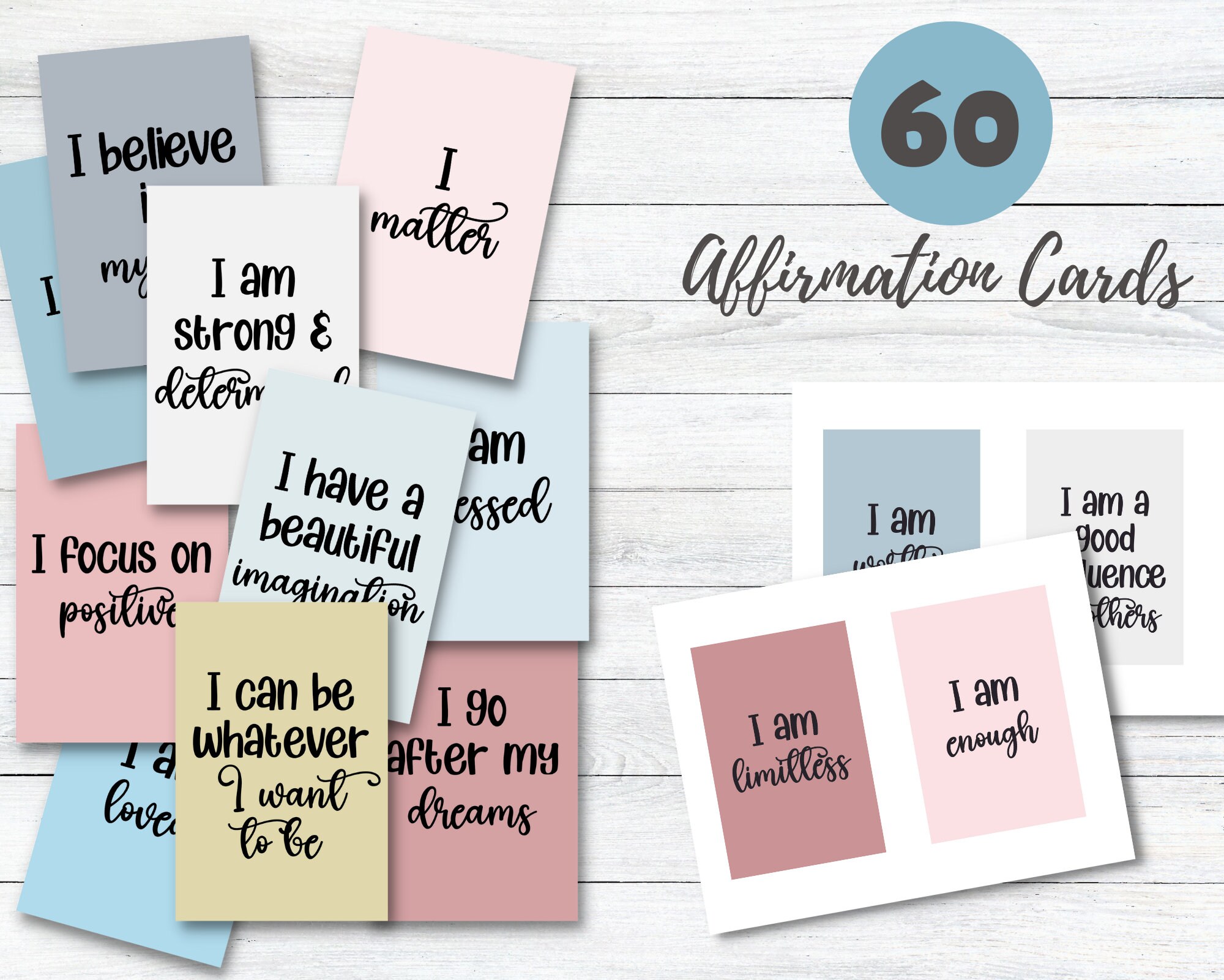 60 Positive Affirmation Cards Inspirational Bundle Vision - Etsy