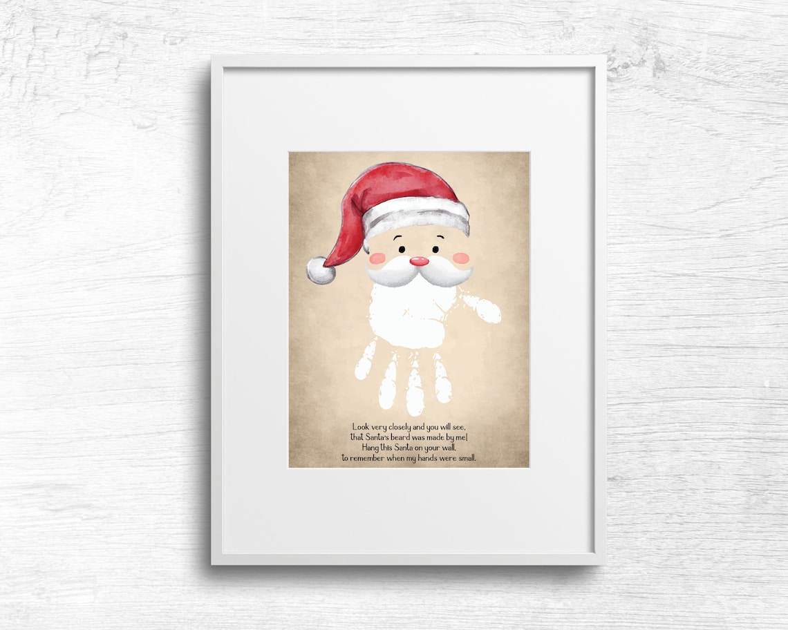 Santa Claus Handprint Art DIY Kids Craft Watercolor - Etsy