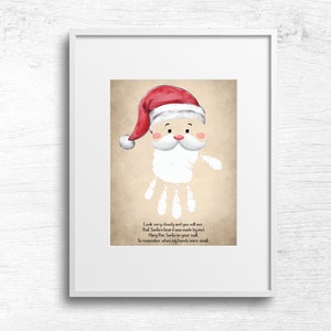 Santa Claus Handprint Art, DIY Kids Craft, Watercolor Christmas ...