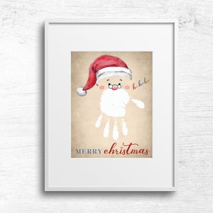 Merry Christmas Handprint Art, Santa Claus DIY Kid Craft, Vintage ...