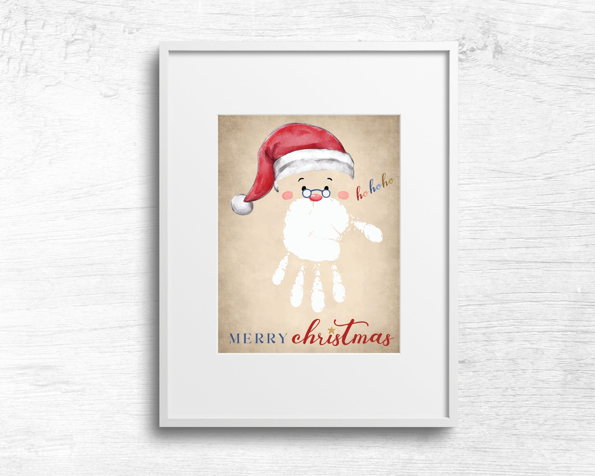 Merry Christmas Handprint Art, Santa Claus DIY Kid Craft, Vintage ...