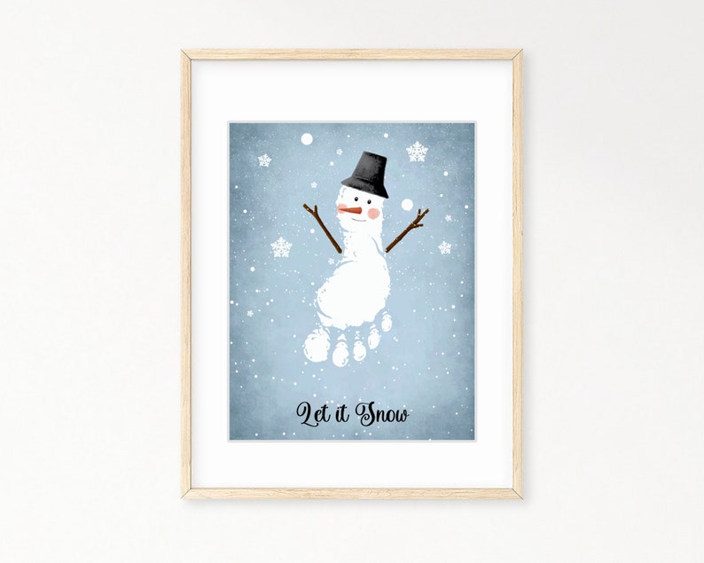 Let It Snow Christmas Footprint Art, DIY Kids Craft, Christmas ...