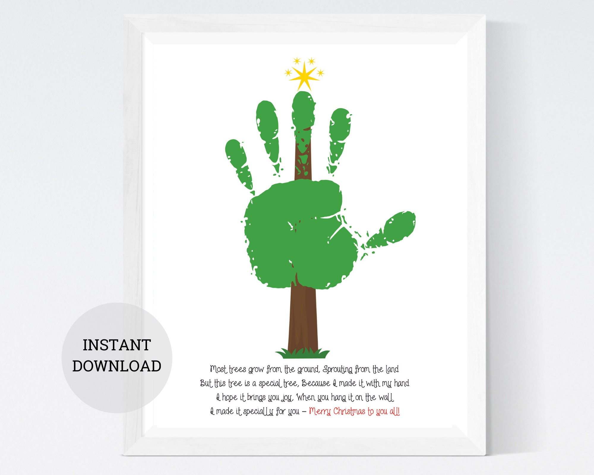 Christmas Tree Handprint Art, Xmas Printable, Christmas Craft Keepsake ...