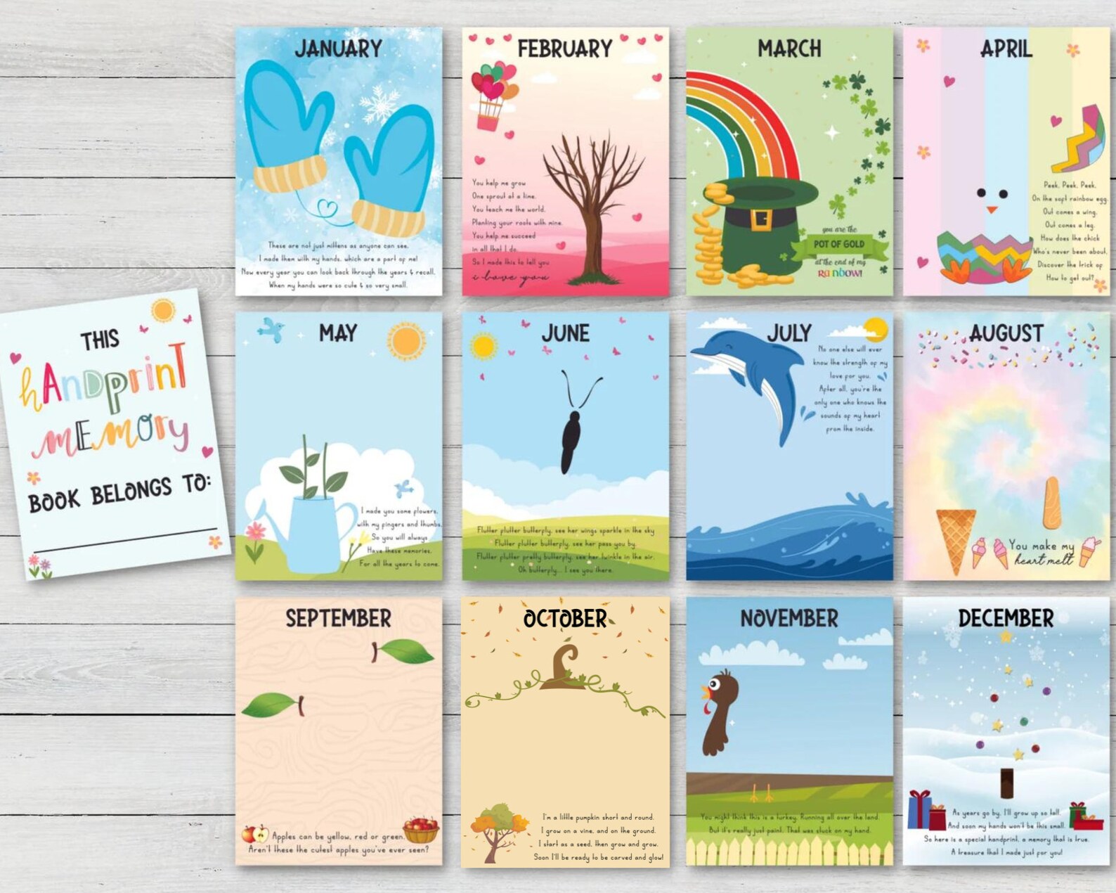 Handprint Memory Book Art Bundle, DIY Kids Crafts, Handprint Keepsake ...