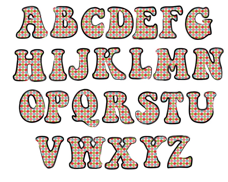 Christmas Dots PNG Letters Pack, Holidays Printable PNG, Christmas ...