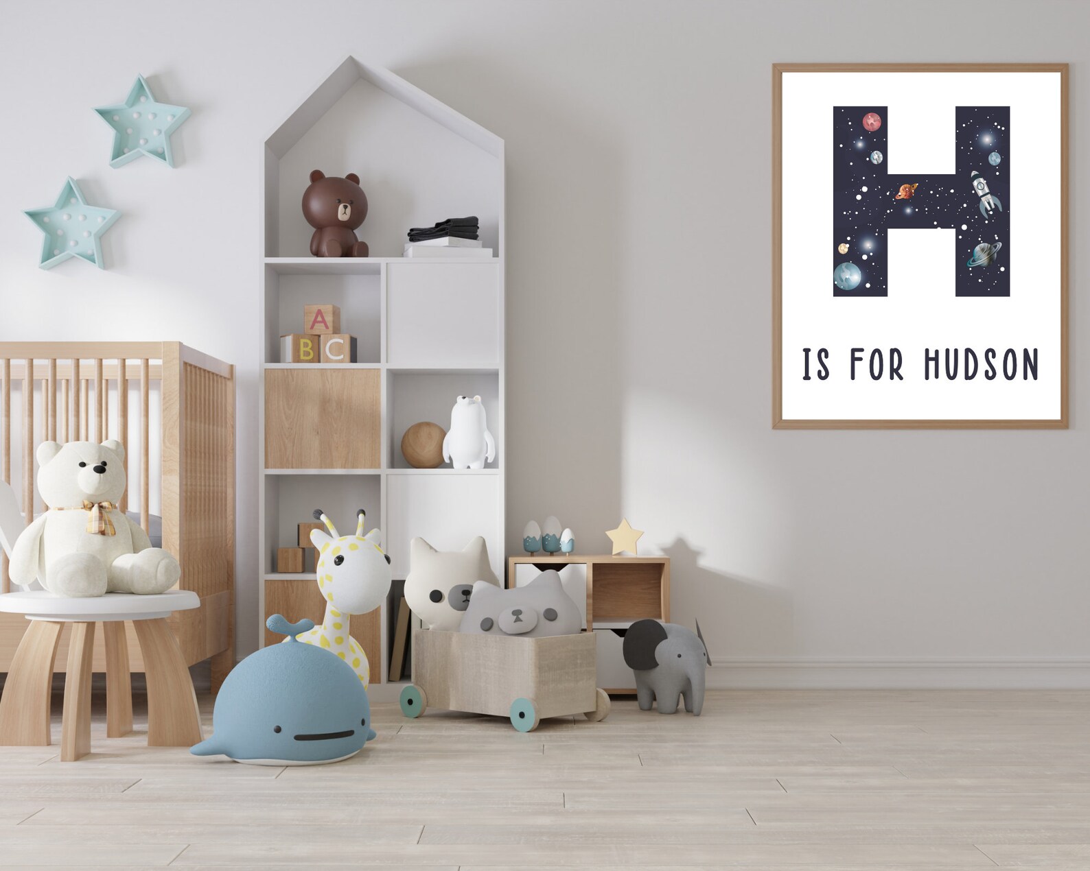 Custom Name and Initial Space Theme Nursery Wall Art and Kids Room ...