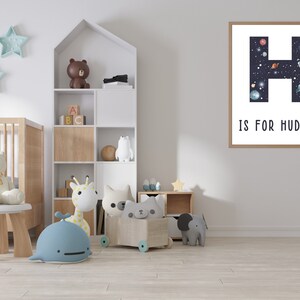 Custom Name and Initial Space Theme Nursery Wall Art and Kids Room ...