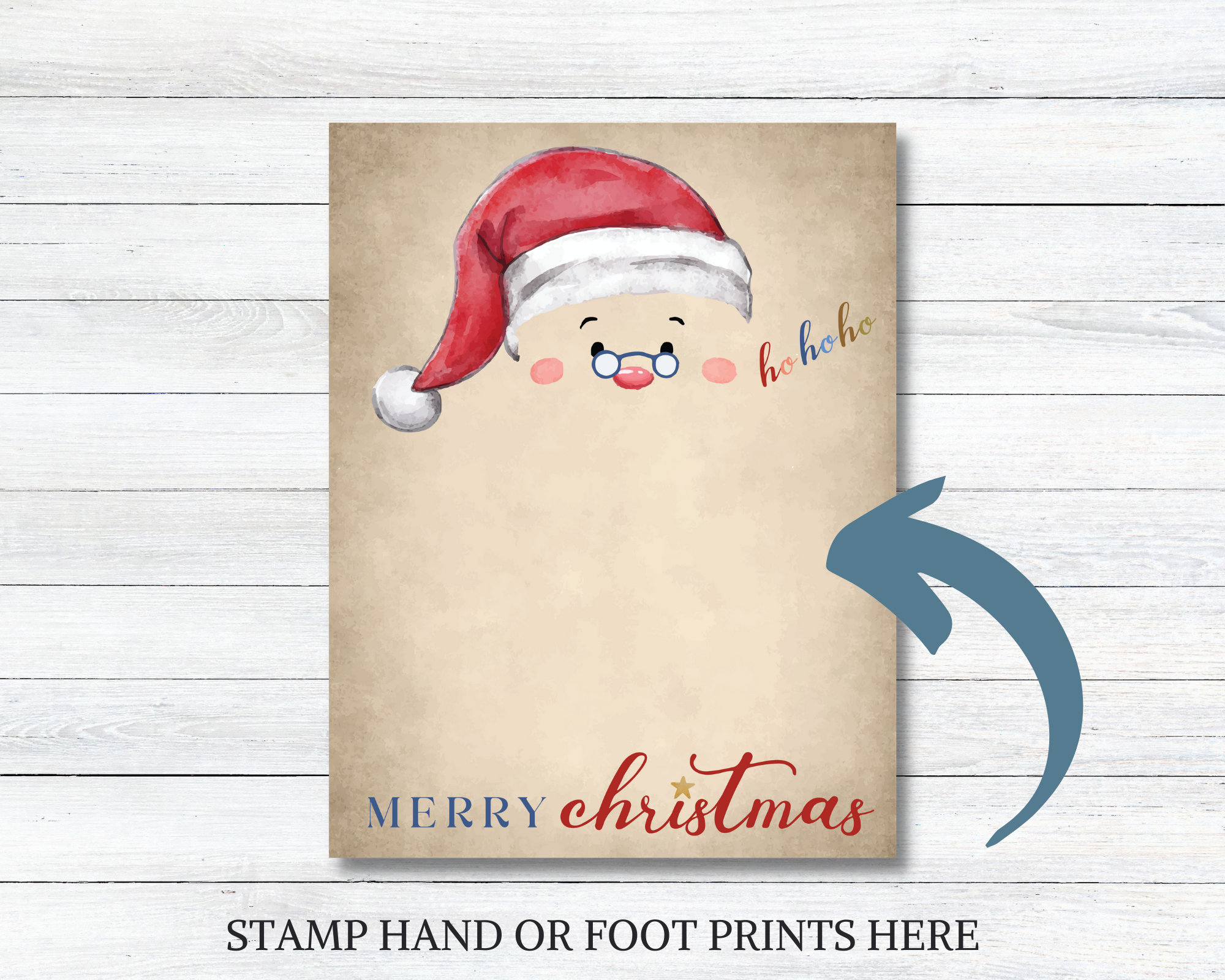 Merry Christmas Handprint Art, Santa Claus DIY Kid Craft, Vintage ...