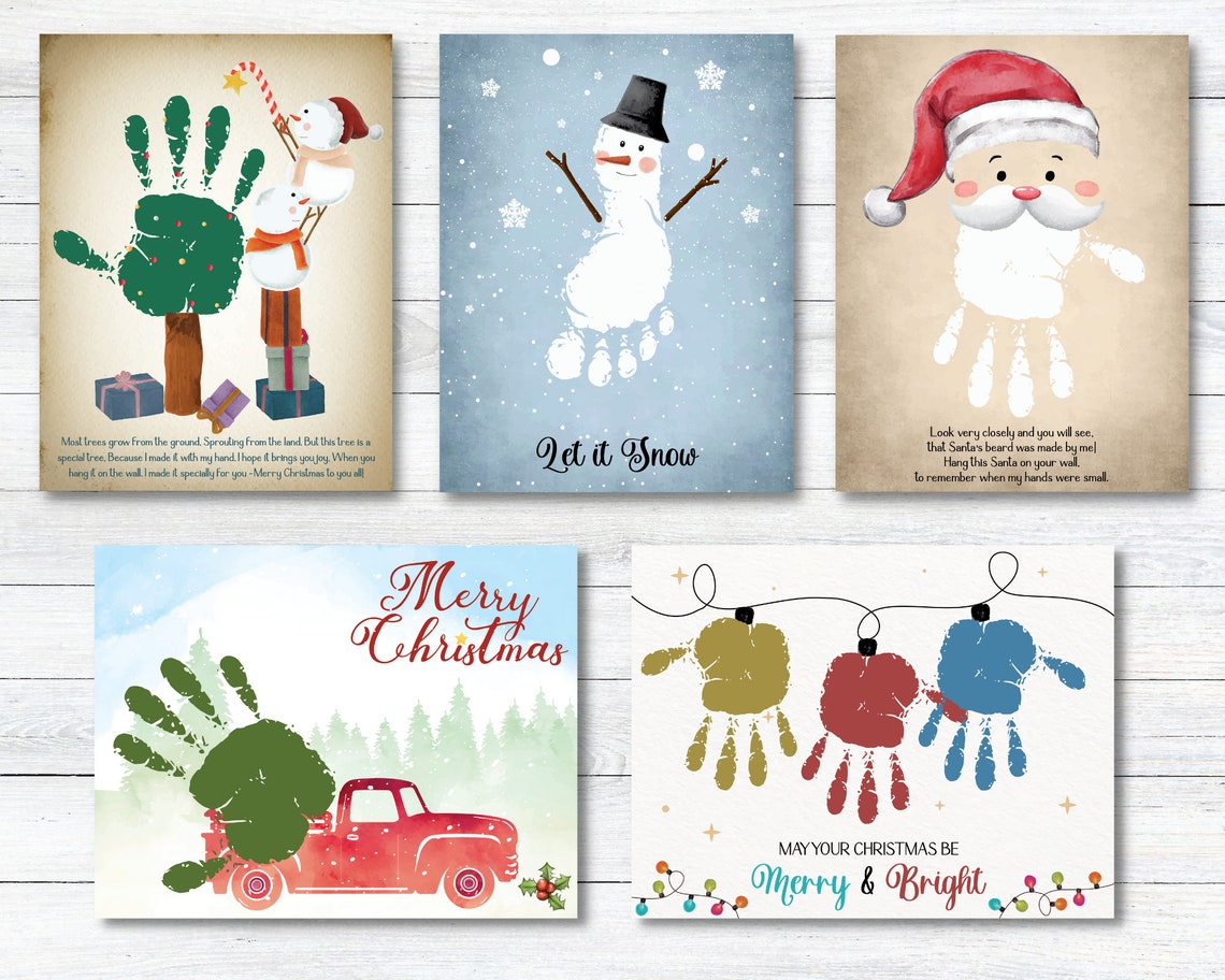 Christmas Handprint Art Bundle, DIY Kids Craft, Christmas Handprint ...